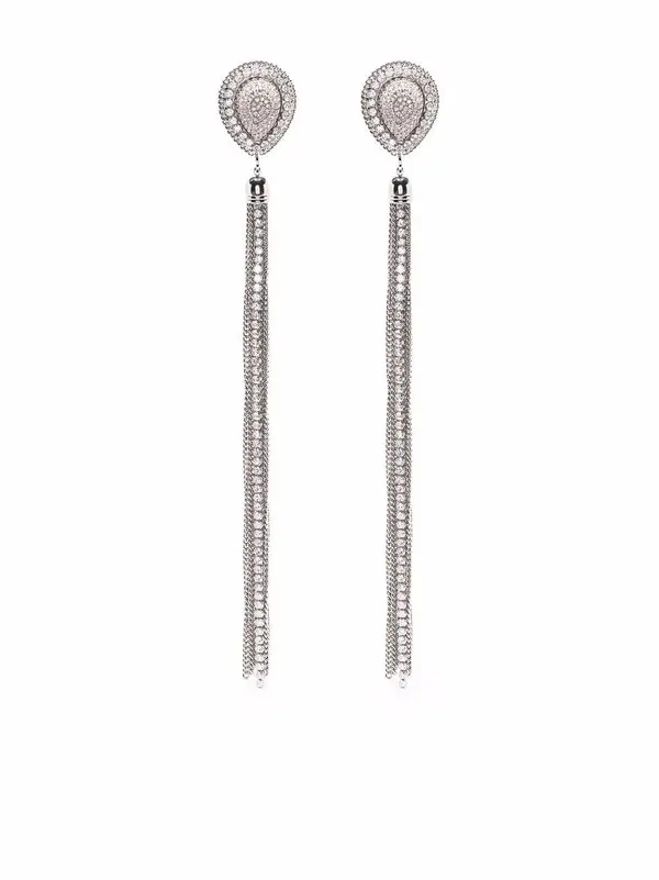 Alessandra Rich Crystal-embellished Drop Earrings - Silver