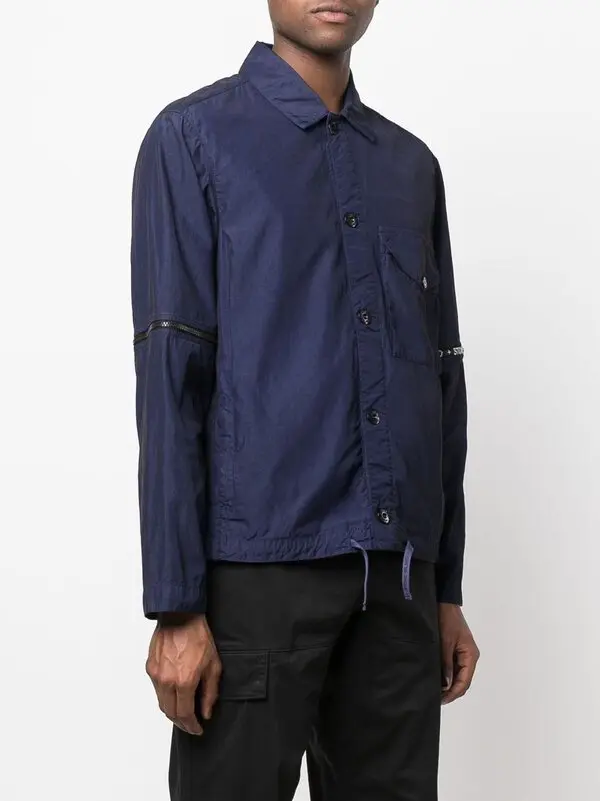 Stone Island Detachable-sleeves Logo-print Shirt Jacket
