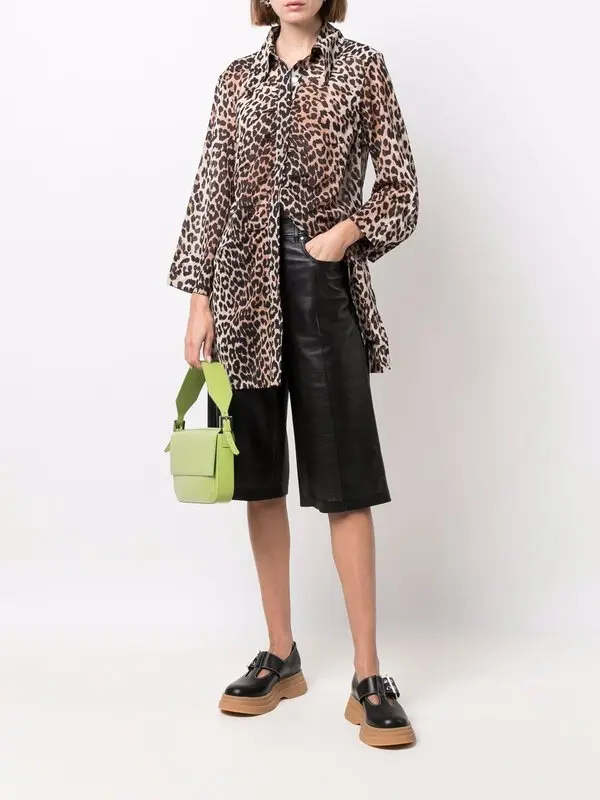 GANNI Leopard-print Shirt - Brown