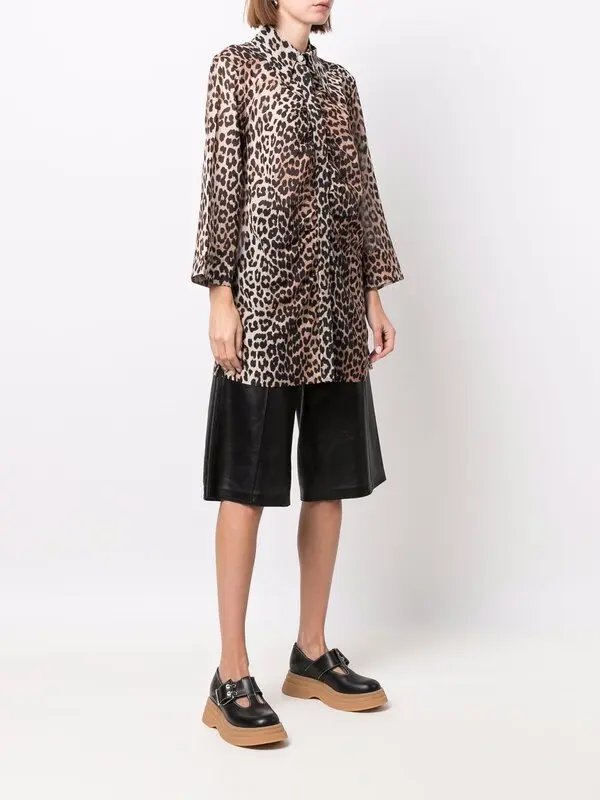 GANNI Leopard-print Shirt - Brown