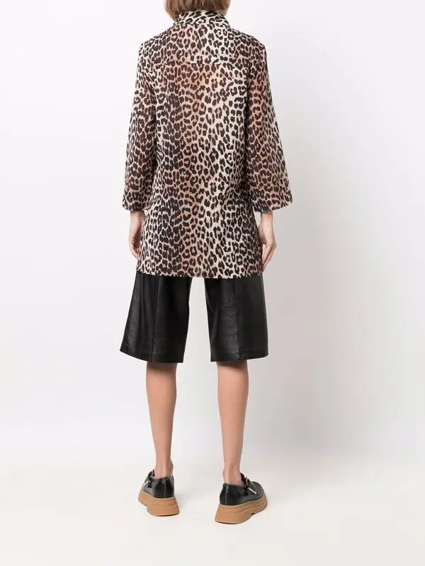 GANNI Leopard-print Shirt - Brown