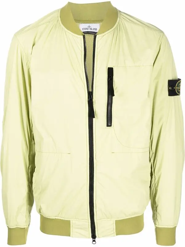 Stone Island Compass-patch Zip-up Jacket - Green