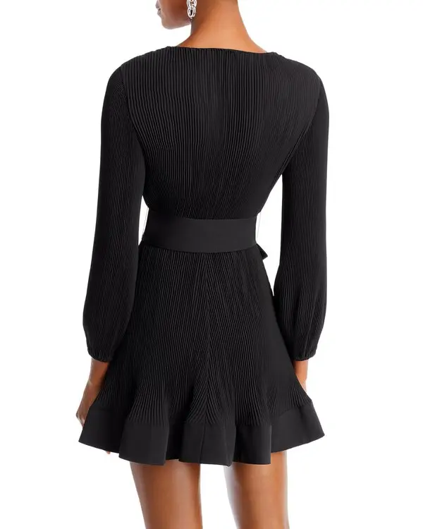 MILLY Liv Belted Pleated Dress - Black