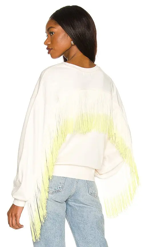 525 Ombre Fringe Sweatshirt In White