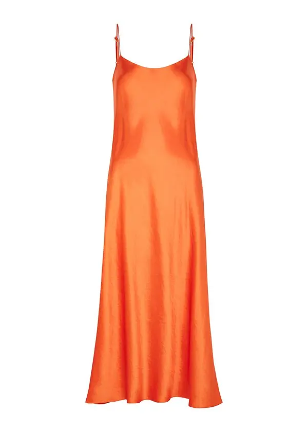 vince orange slip dress Hammered Satin Slip Dress