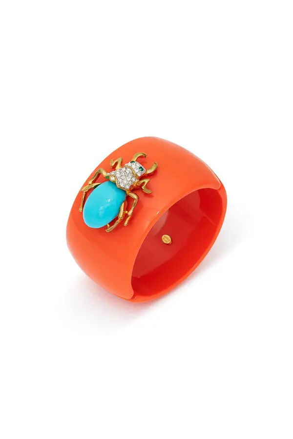 KENNETH JAY LANE Turquoise Beetle Cuff Bracelet - Coral