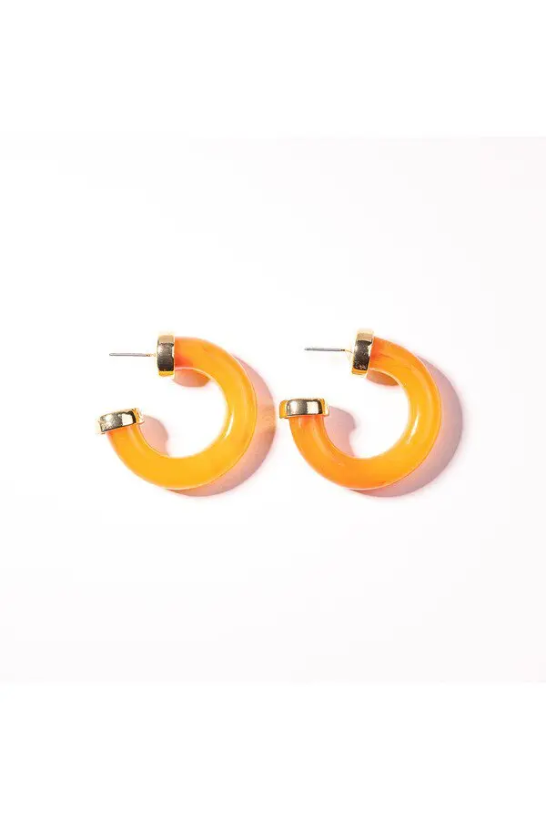 KENNETH JAY LANE Amber Resin Hoop Pierced Earrings