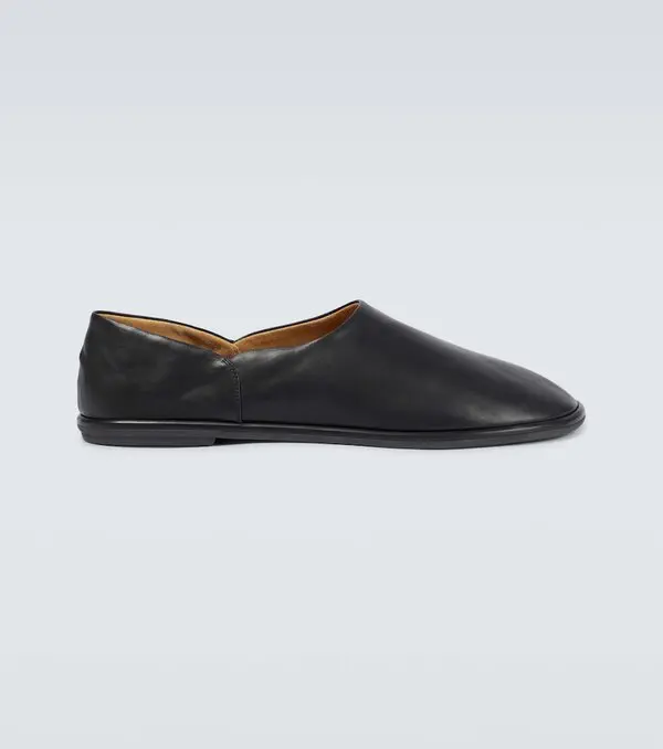 THE ROW Canal Slip-on Leather Shoes - Black