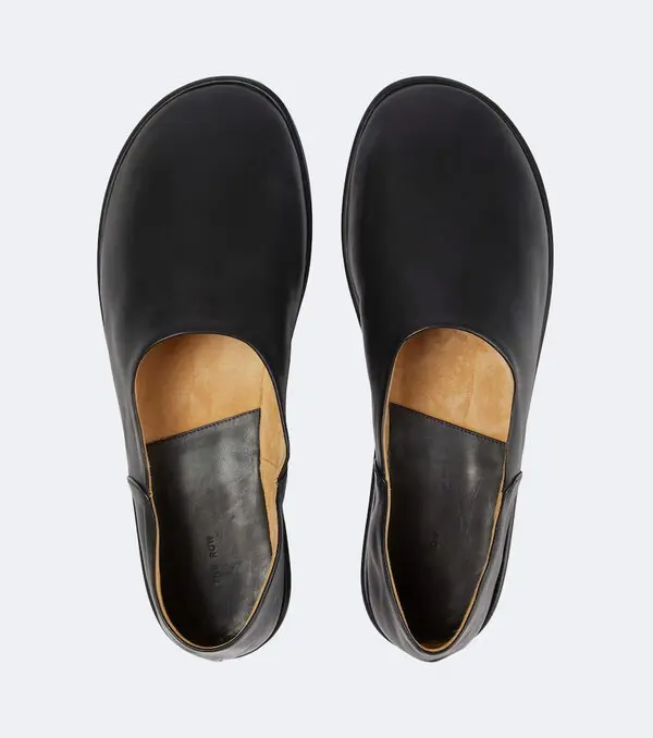 THE ROW Canal Slip-on Leather Shoes - Black