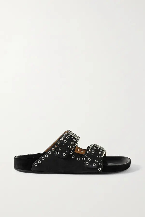 MARANT ETOILE Isabel Marant Lennyo Leather Slides - Black