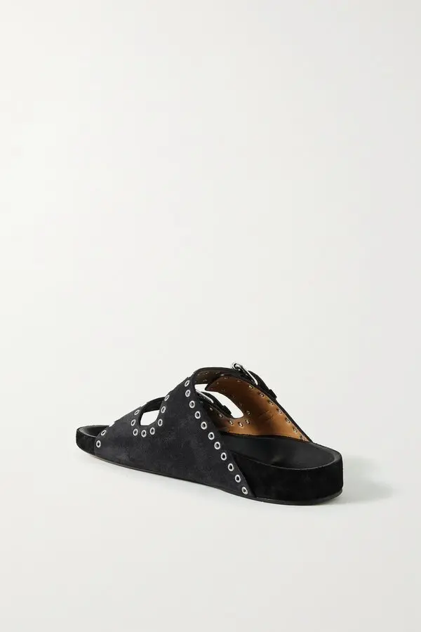 Isabel Marant Lennyo Leather Slides - Black
