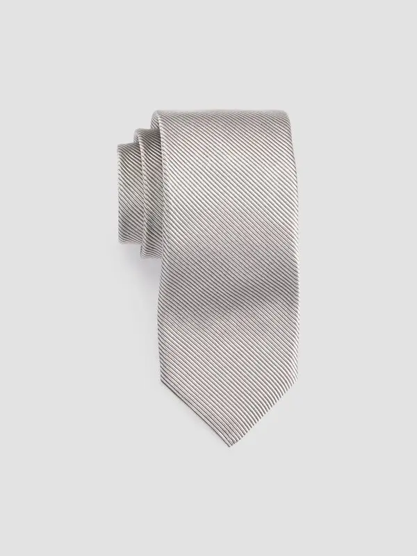 PAUL STUART Ribbed Silk-blend Tie - Grey
