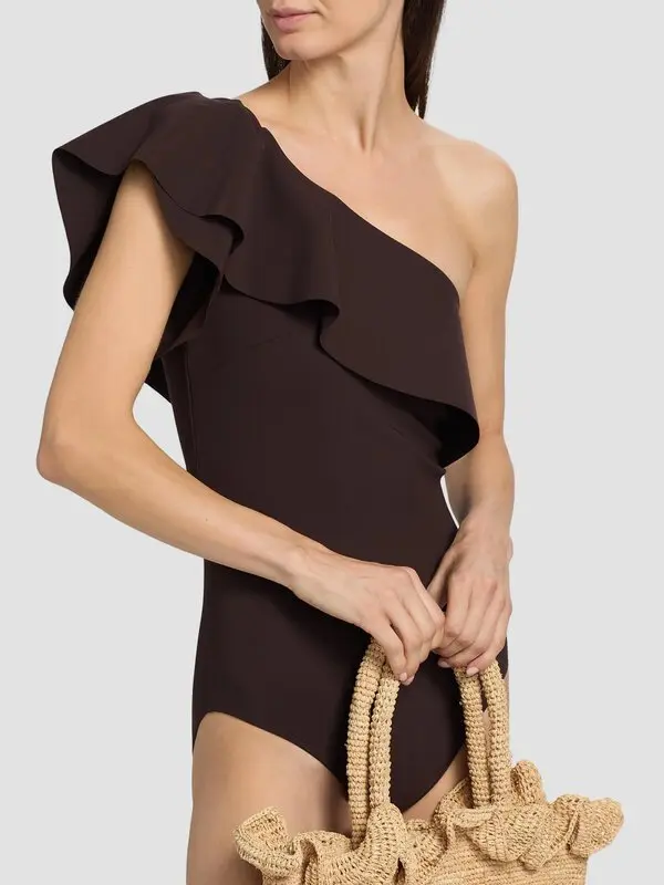Chiara Boni La Petite Robe Eli Ruffle One-piece Swimsuit - Brown