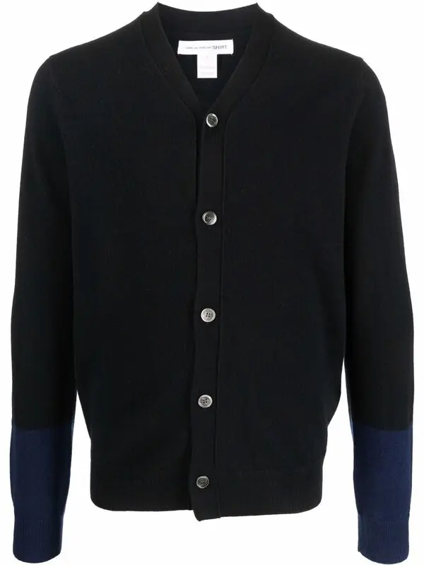 Comme Des Garçons Two-tone Wool Cardigan - Black