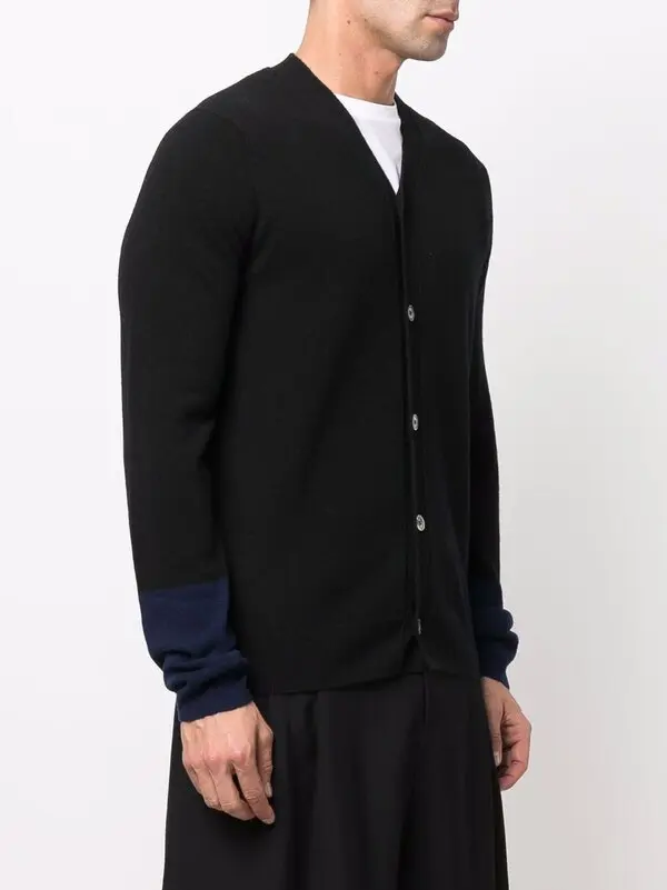 Comme Des Garçons Two-tone Wool Cardigan - Black