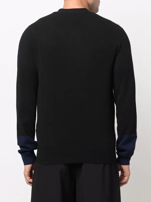 Comme Des Garçons Two-tone Wool Cardigan - Black