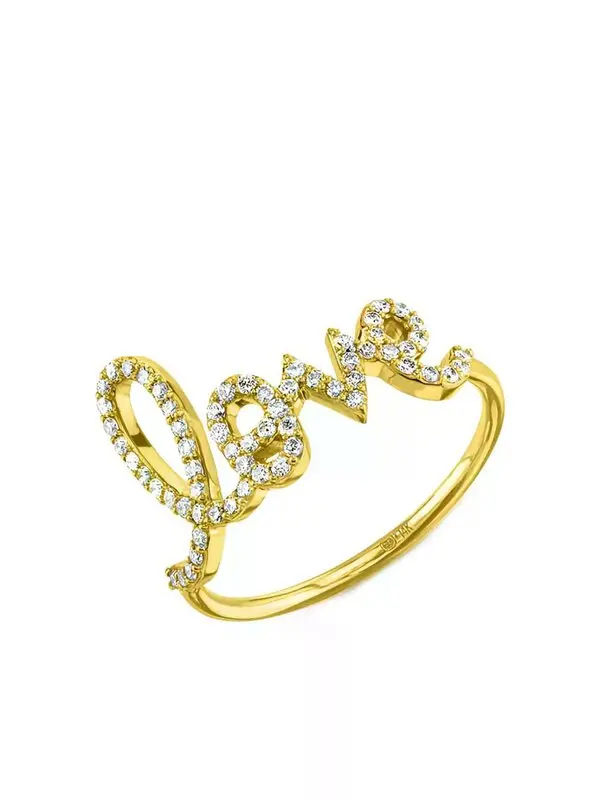 SYDNEY EVAN 14kt Yellow Love Script Diamond Ring - Gold