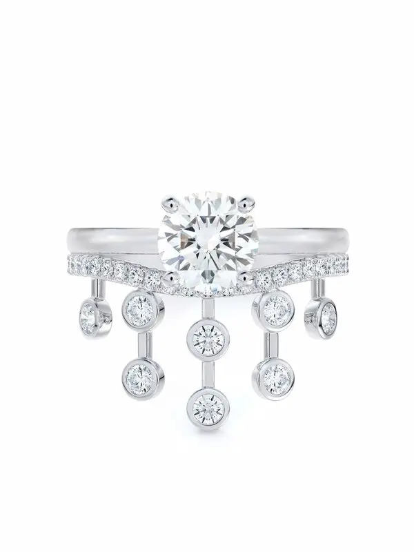 De Beers Platinum Dewdrop Diamond Crown Ring