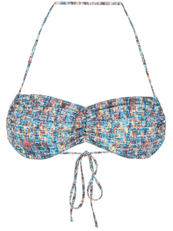 SIAN SWIMWEAR Halle Tweed-print Bikini Top - Blue