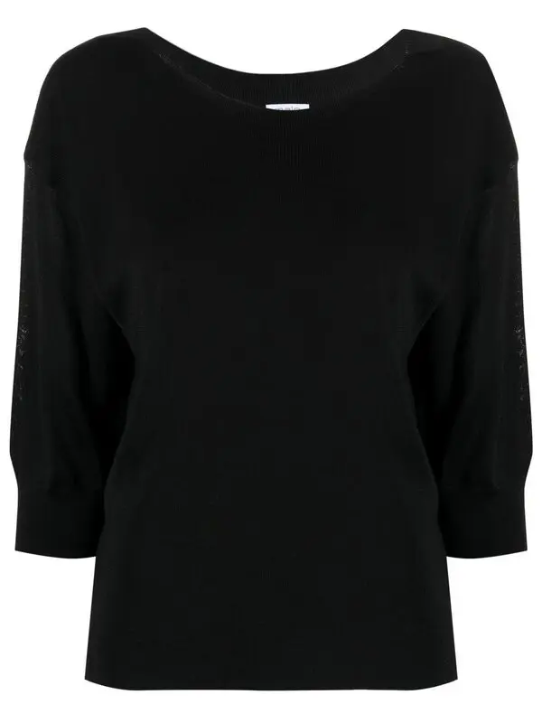 Malo Fine-knit Top - Black