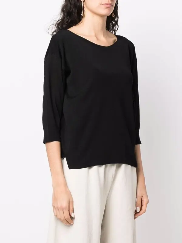 Malo Fine-knit Top - Black