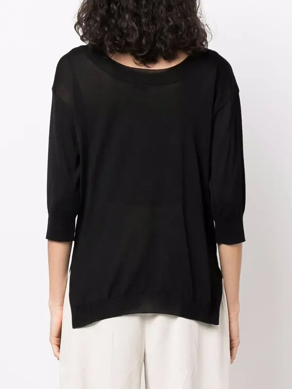 Malo Fine-knit Top - Black