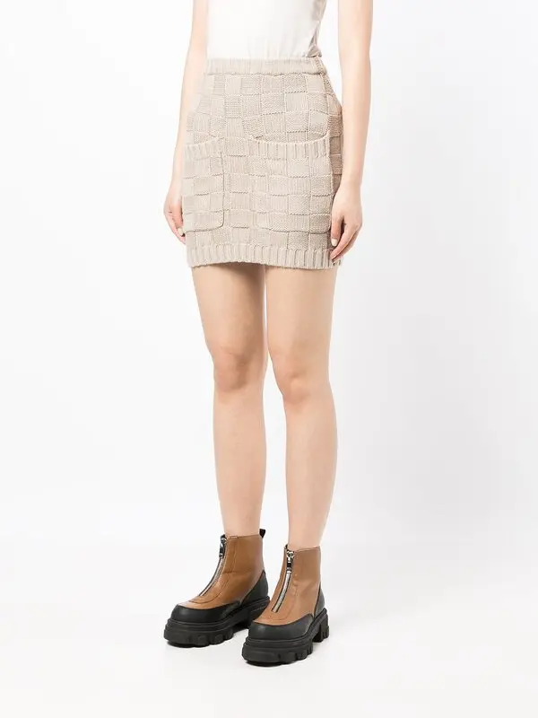 Staud Check-pattern Knitted Skirt