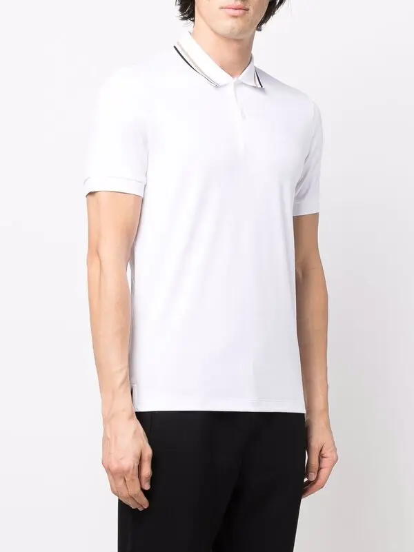 BOSS Stripe-collar Short Sleeved Polo Shirt