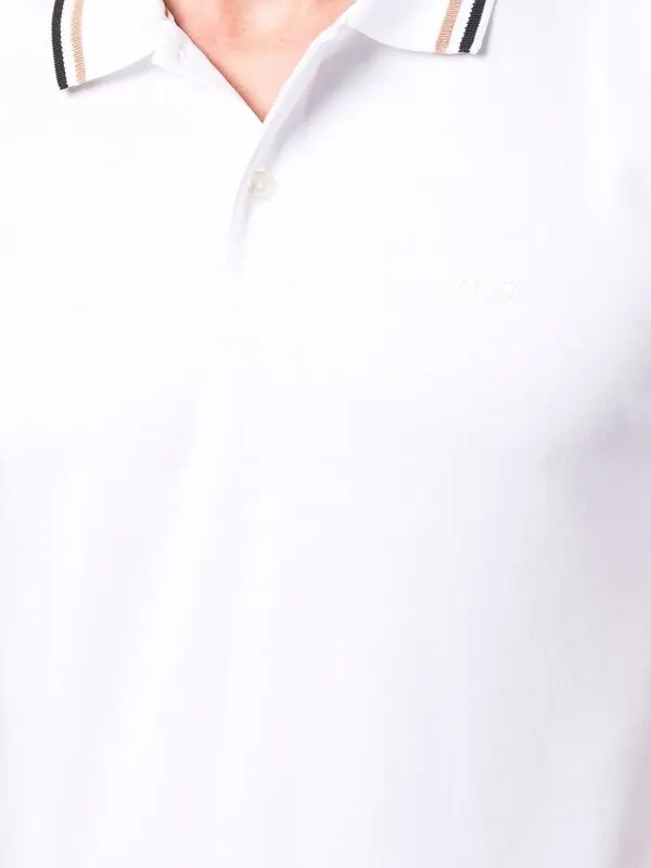 BOSS Stripe-collar Short Sleeved Polo Shirt