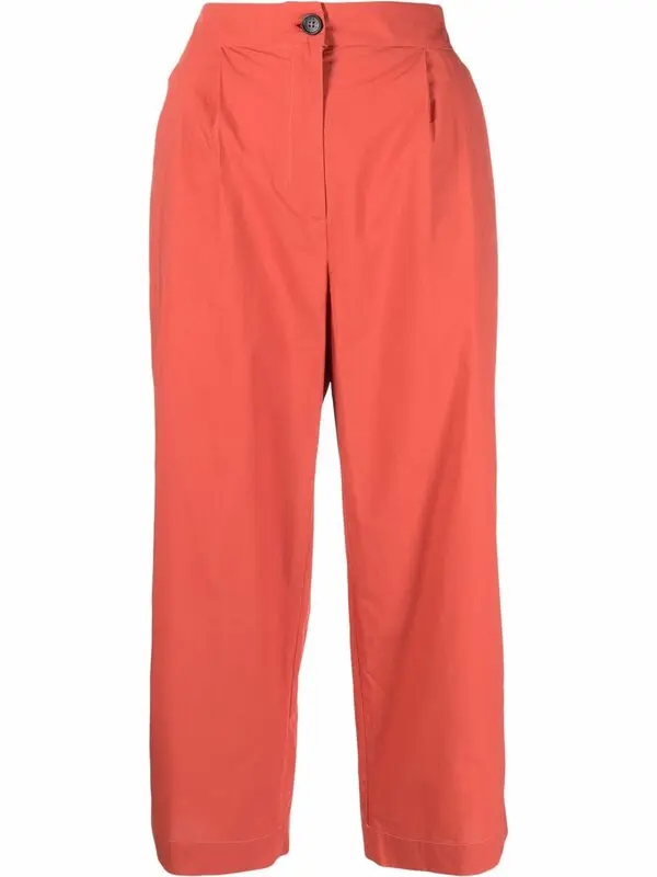 Woolrich Cropped Cotton Trousers In Auburn