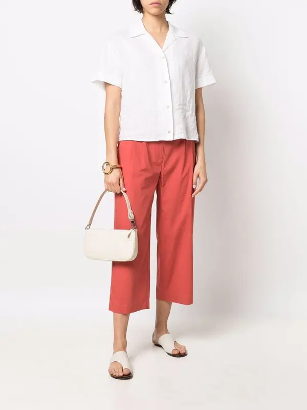 Woolrich Cropped Cotton Trousers In Auburn
