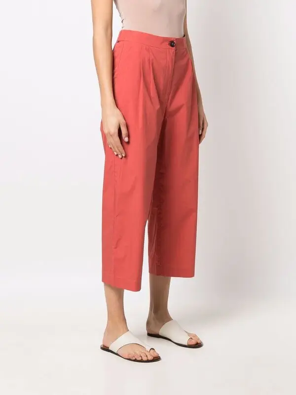 Woolrich Cropped Cotton Trousers In Auburn