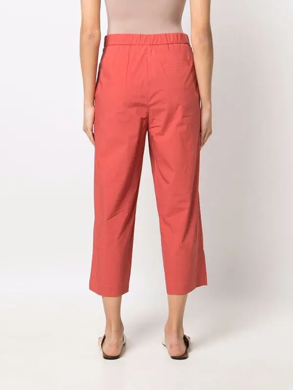 Woolrich Cropped Cotton Trousers In Auburn