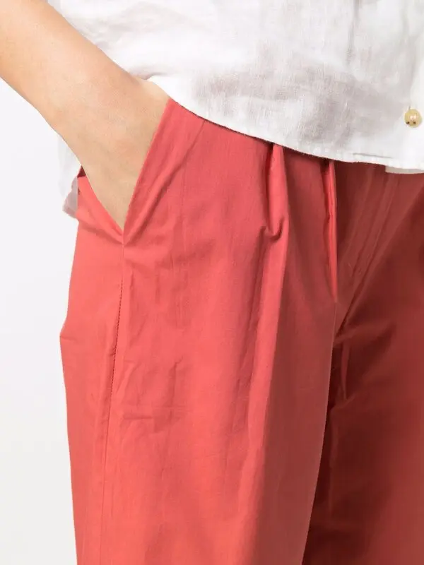 Woolrich Cropped Cotton Trousers In Auburn
