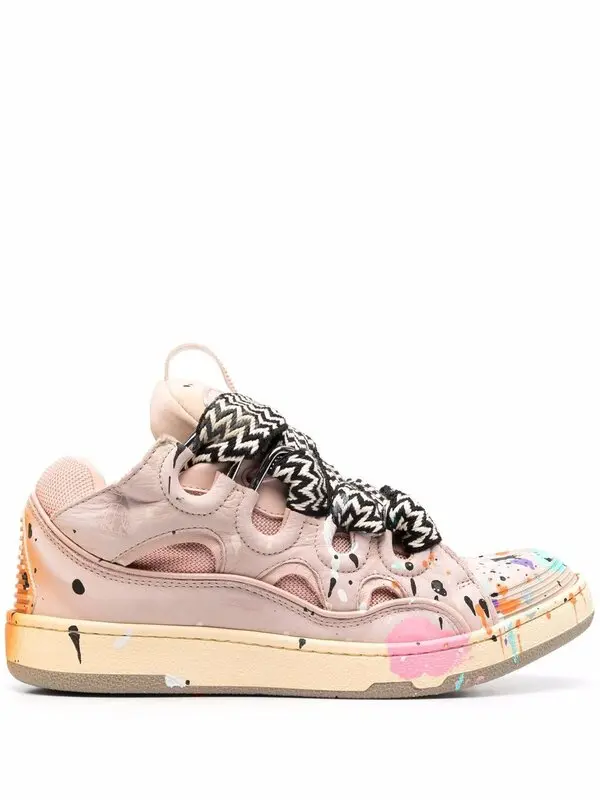 LANVIN Paint-splatter Low-top Sneakers - Pink