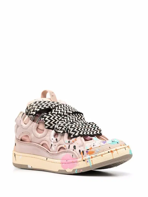 LANVIN Paint-splatter Low-top Sneakers - Pink