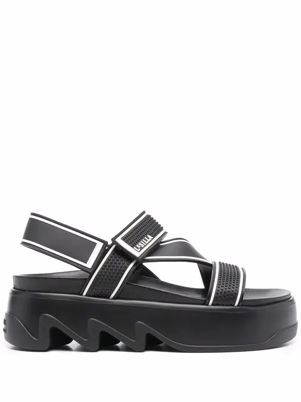 LE SILLA Cross-strap Platform Sandals - Black