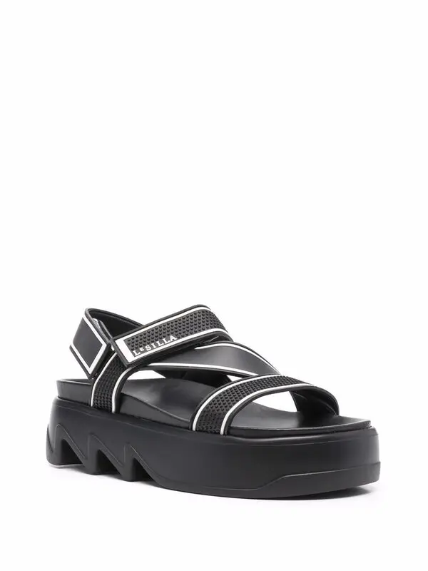 LE SILLA Cross-strap Platform Sandals - Black