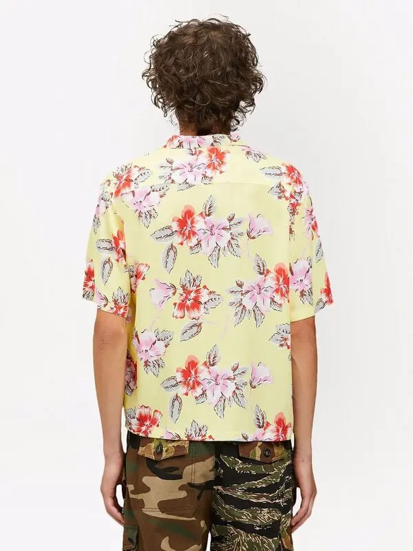 Palm Angels Hibiscus Floral Print Bowling Shirt - Yellow