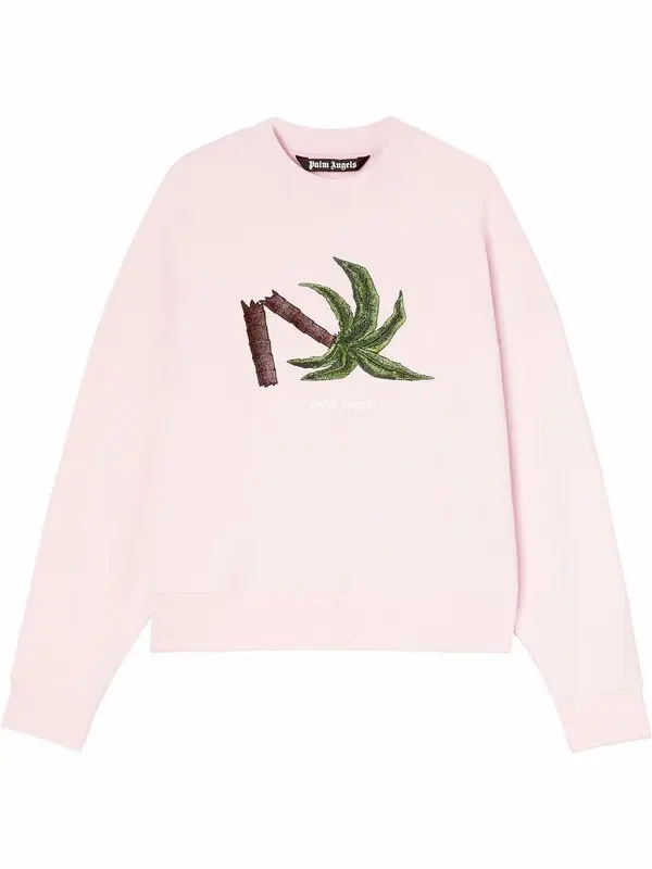 Palm Angels Broken Palm Print Cotton T-shirt - Pink