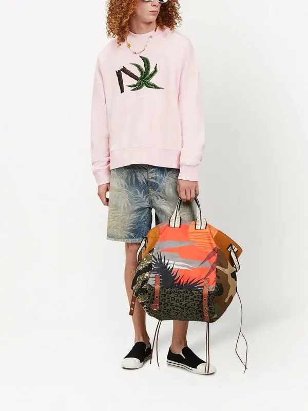 Palm Angels Broken Palm Print Cotton T-shirt - Pink