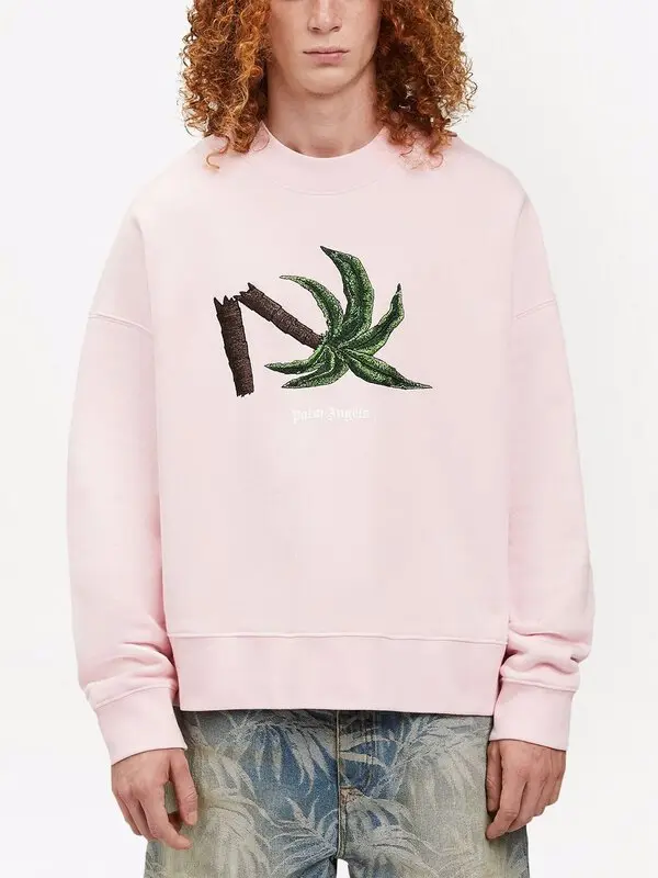 Palm Angels Broken Palm Print Cotton T-shirt - Pink