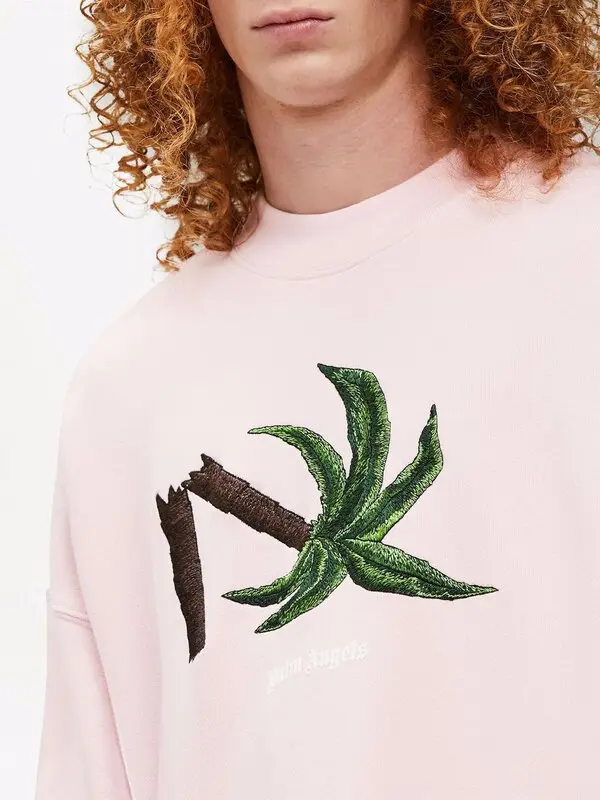 Palm Angels Broken Palm Print Cotton T-shirt - Pink
