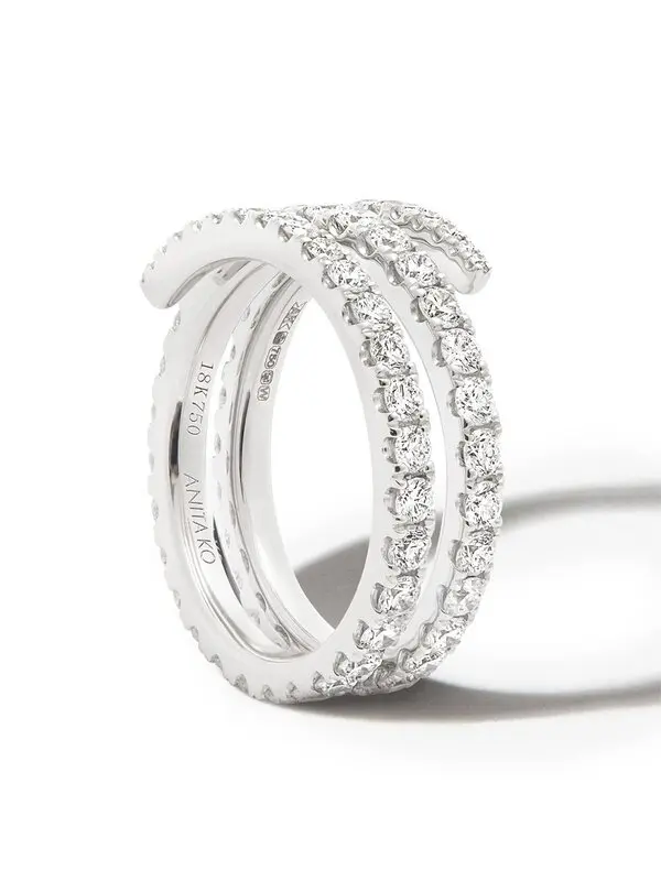 ANITA KO 18kt White Gold Diamond Coil Ring - Silver