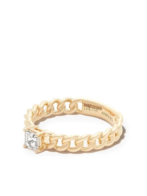 ANITA KO 18kt Yellow Diamond Chain-link Ring - Gold