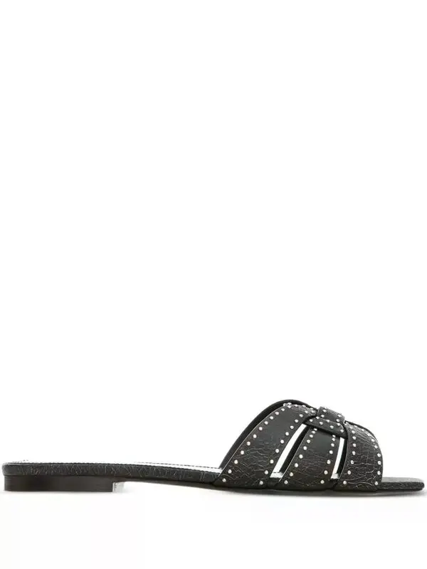 Saint Laurent Tribute Studded Flat Sandals - Black