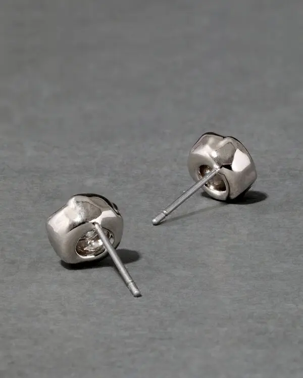 Alexis Bittar Asterales Molten Bezel Stud Earrings - Silver
