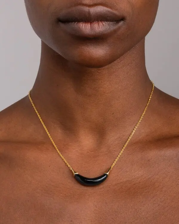 Alexis Bittar Capped Crescent Lucite Necklace - Gold