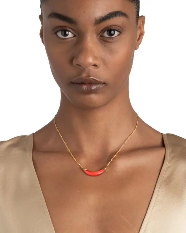Alexis Bittar Capped Crescent Lucite Pendant Necklace