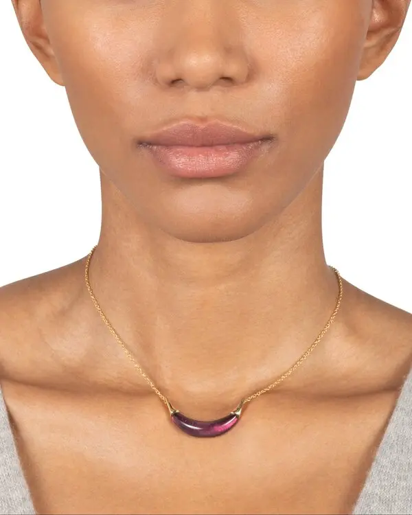 Alexis Bittar Capped Crescent Lucite Pendant Necklace - Gold